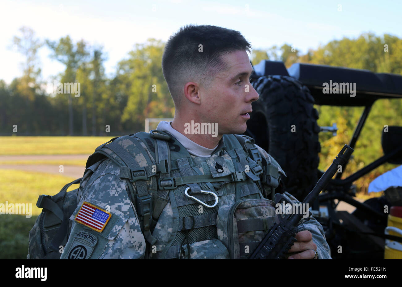 U.S. Army Staff Sgt. Christopher Thompson, assigned to XVIII Airborne ...
