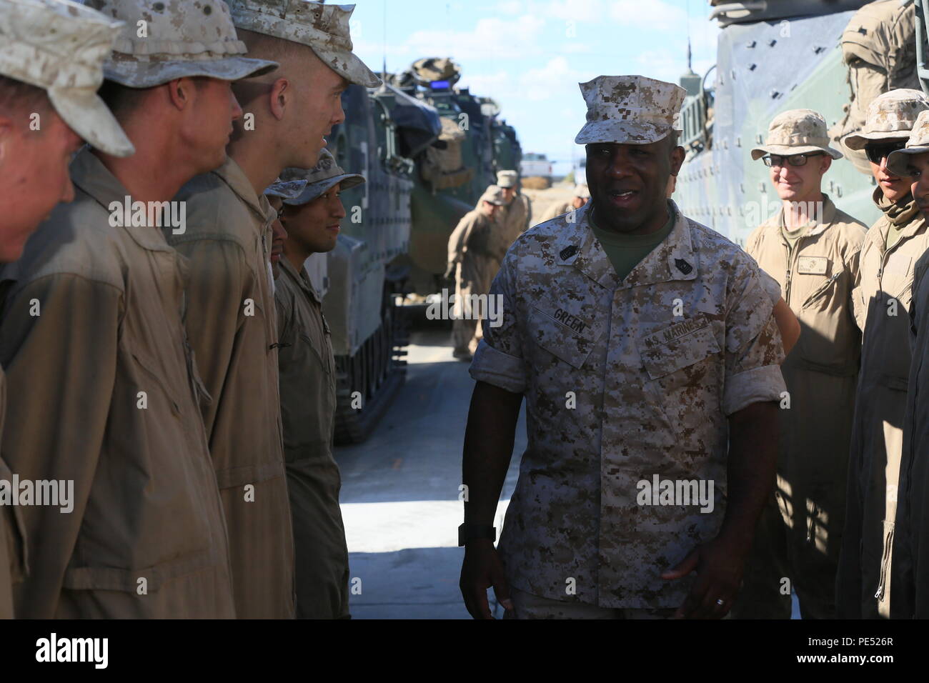 Sergeant Major of the Marine Corps Ronald L. Green talks to Marines of ...
