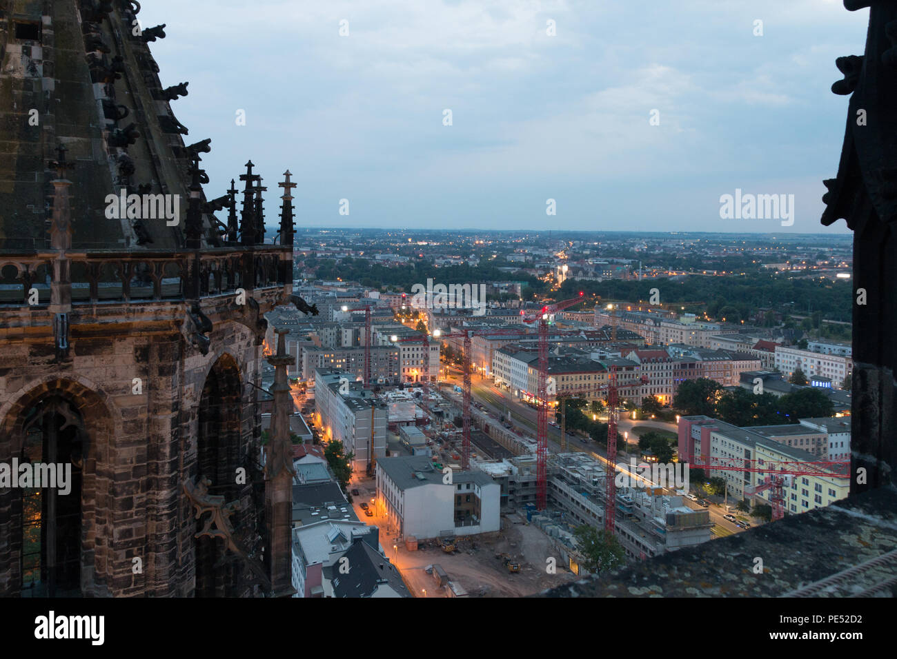 Magdeburg, Germany - June 9, 2018: View of one of the two towers of ...