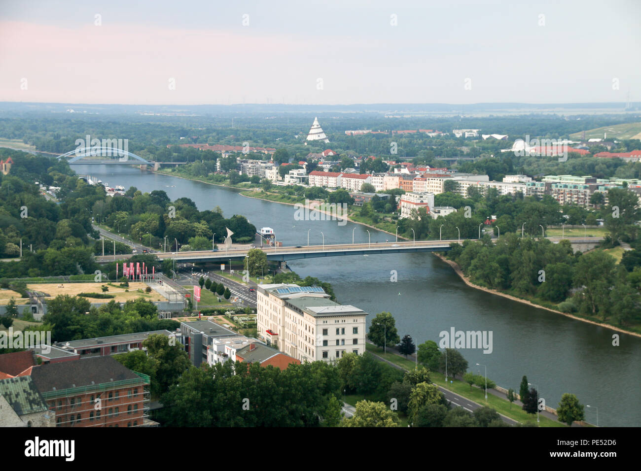 Magdeburg, Germany - June 9, 2018: View from the tower of Magdeburg ...