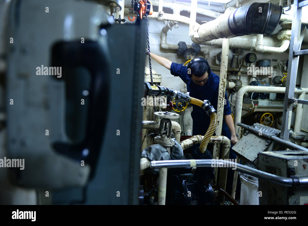 Fireman Christopher Spark, conducts preventive maintenance service in ...