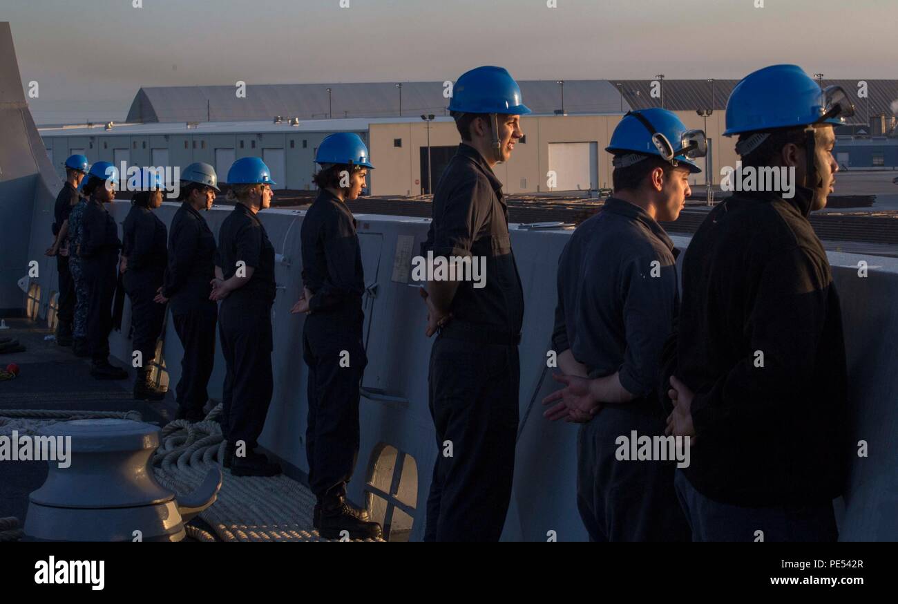 U.S. Navy sailors with Kearsarge Amphibious Ready Group (KSGARG) man ...