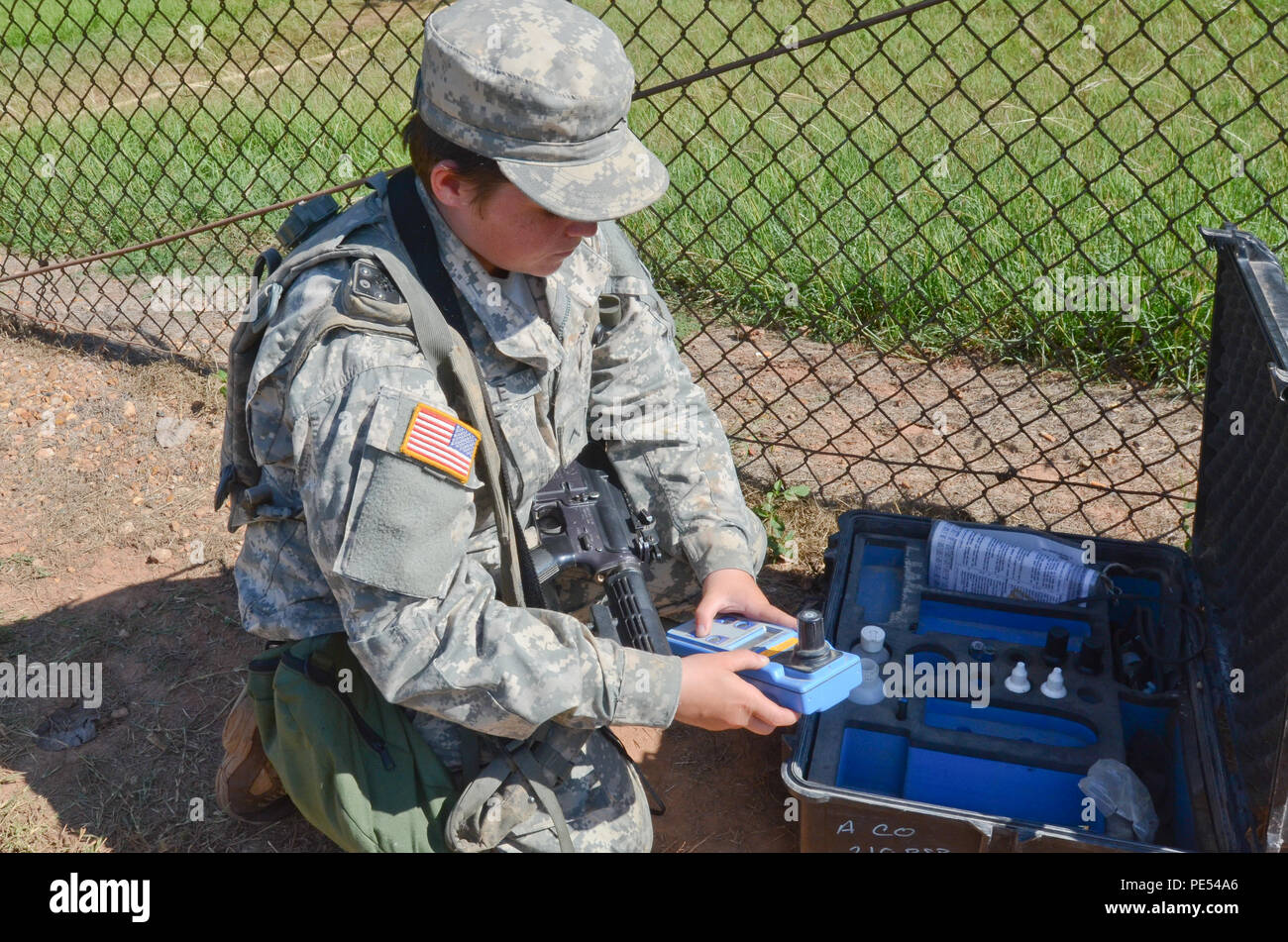 Pvt. Emily Hale, a water purification specialist with the 129th Combat ...
