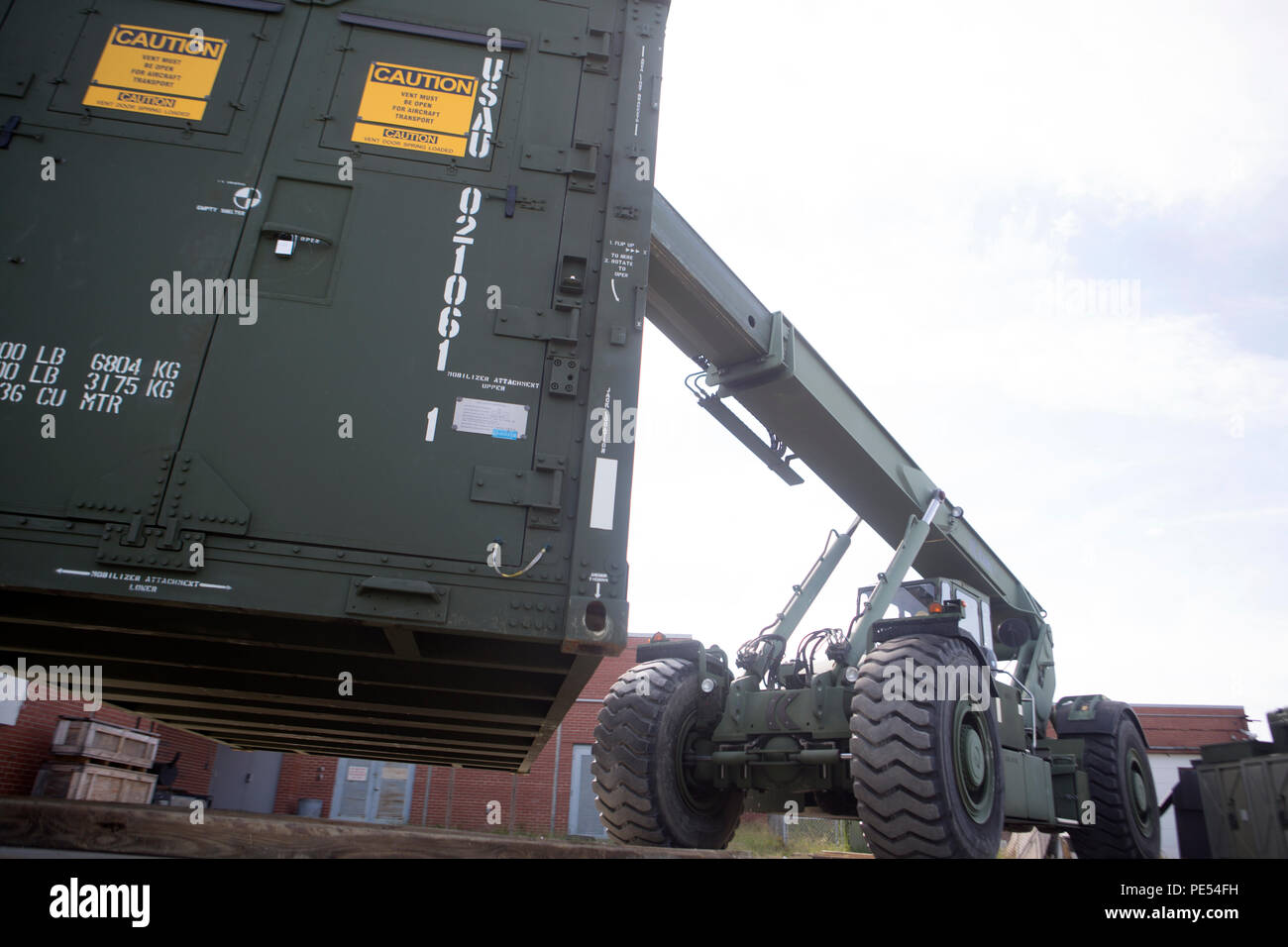 A U.S. Marine Corps Kalmar RT240 rough terrain container handler ...