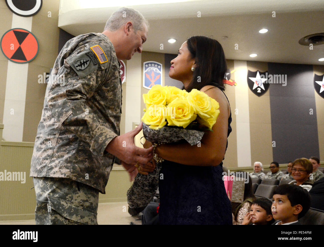 Members of leadership from the 56th Theater Information Operations Group participate in a change ...