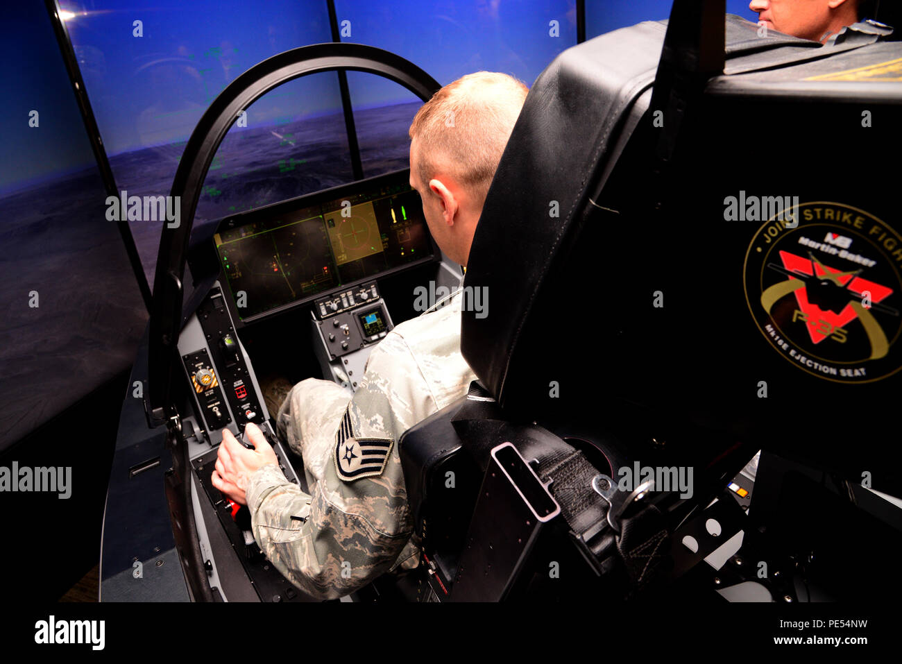 An air traffic controller experiences the F-35 Lightning II simulator ...