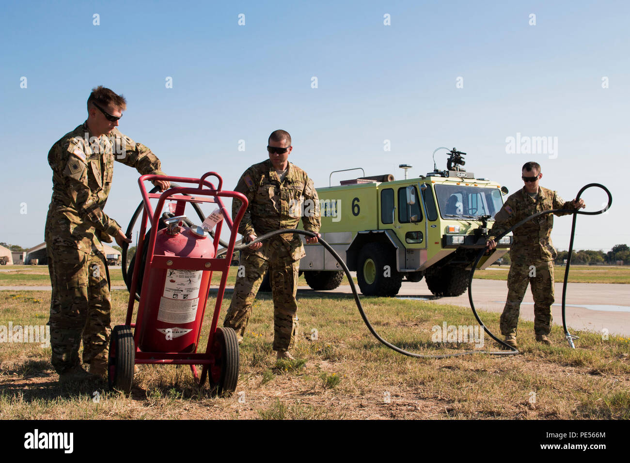 Soldiers train for a crash fire rescue Stock Photo - Alamy