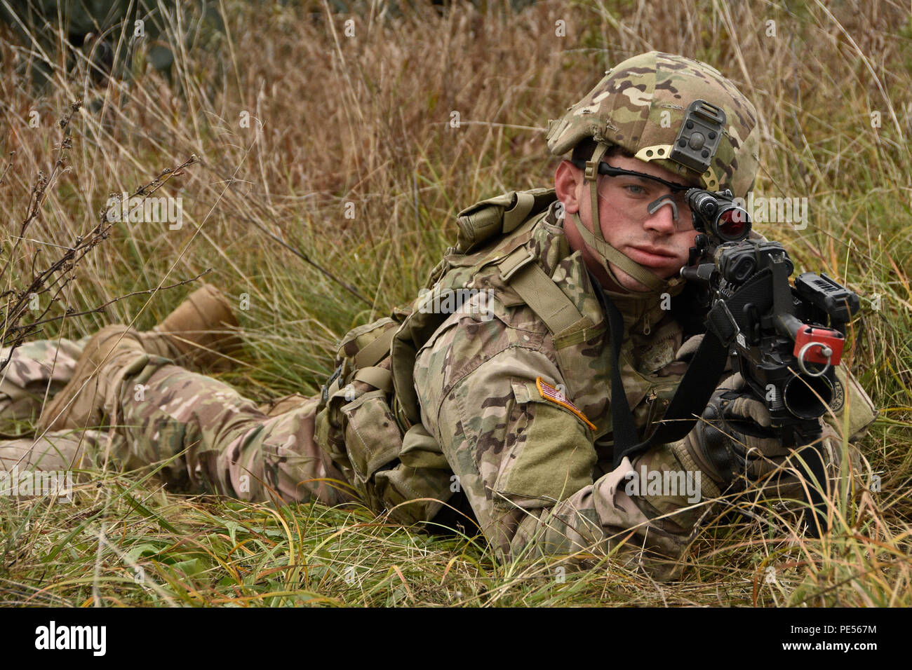 Pfc. Caleb Watson, an infantryman assigned to Apache Troop, 1st ...