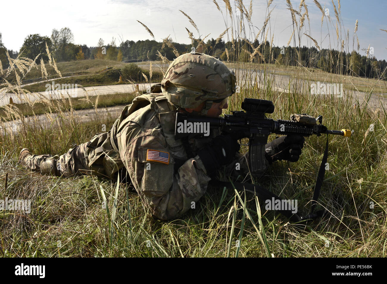 Pfc. Kyle Robertson, an infantryman assigned to Comanche Troop, 1st ...