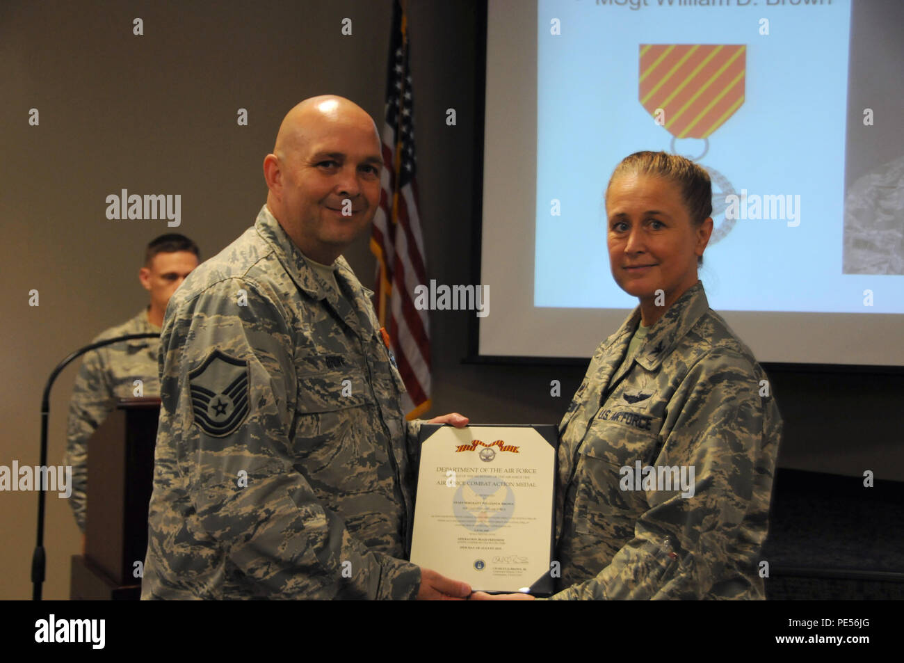 Master Sgt. William Brown was presented the Air Force Combat Action ...