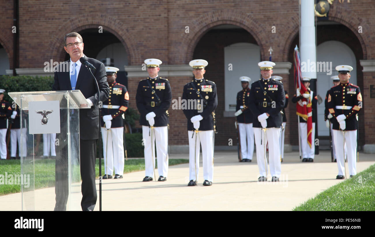Secretary of Defense Ashton Carter speaks during the Commandant of the ...