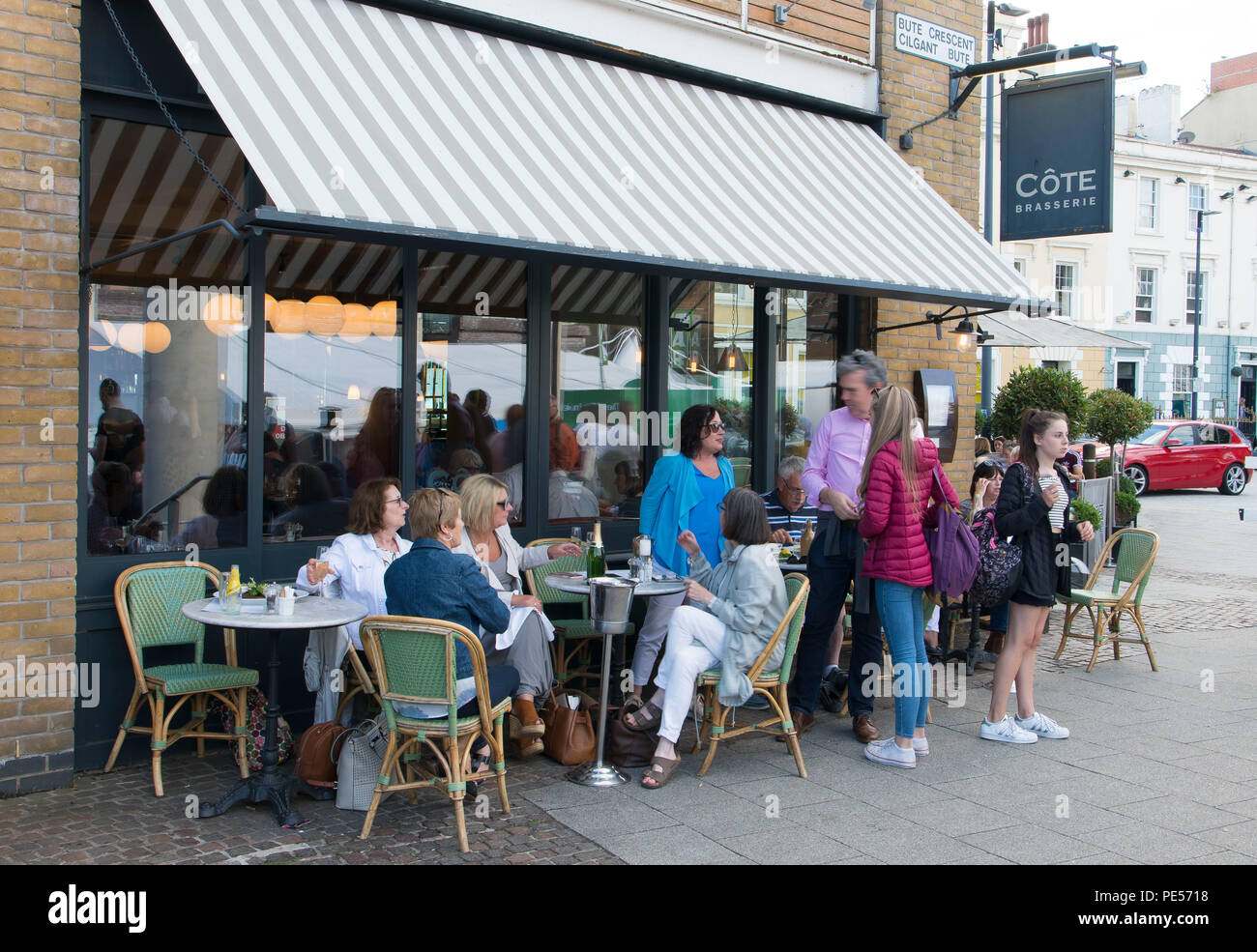 Cote Brasserie restaurant exterior in Cardiff Bay, Wales, UK Stock ...