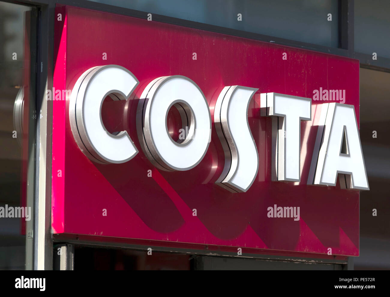 Closeup of a Costa Coffee shop sign logo Stock Photo - Alamy
