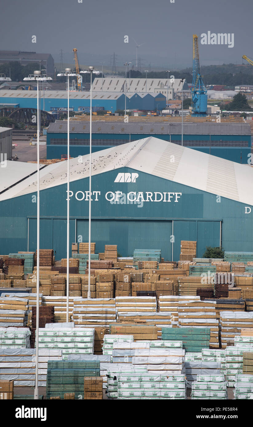 Aerial view of the Port of Cardiff warehouse in Cardiff, Wales UK Stock ...