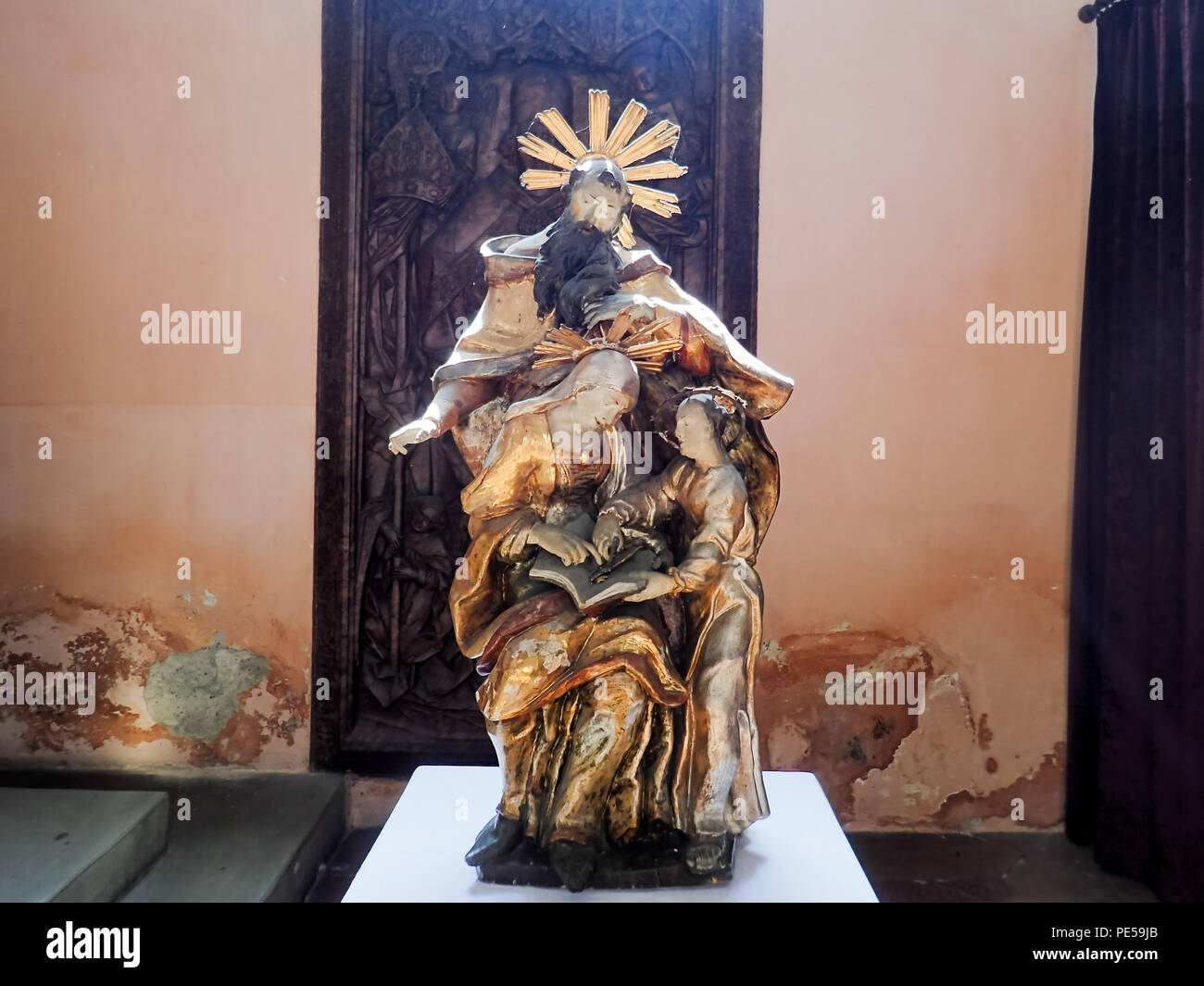 A sculpture at St. Stephen church interior. Hitler was baptized here ...