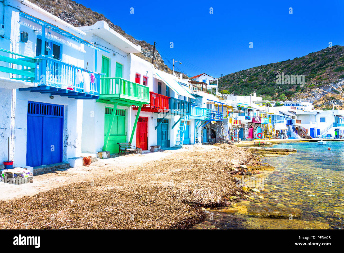 Klima village (traditional Greek village by the sea, the Cycladic-style ...