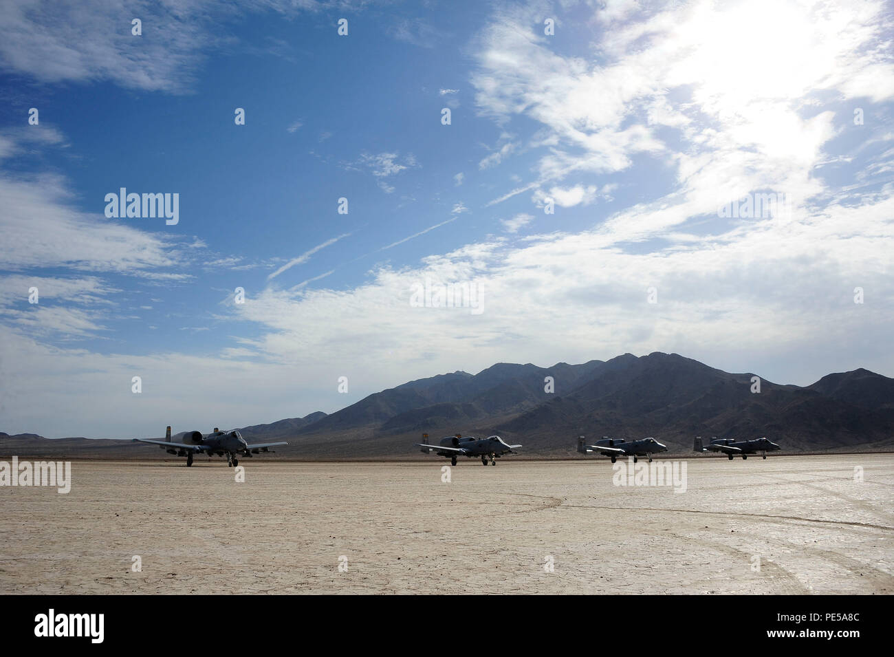 Four A-10C Thunderbolt IIs from the 357th Fighter Squadron sit on the ...