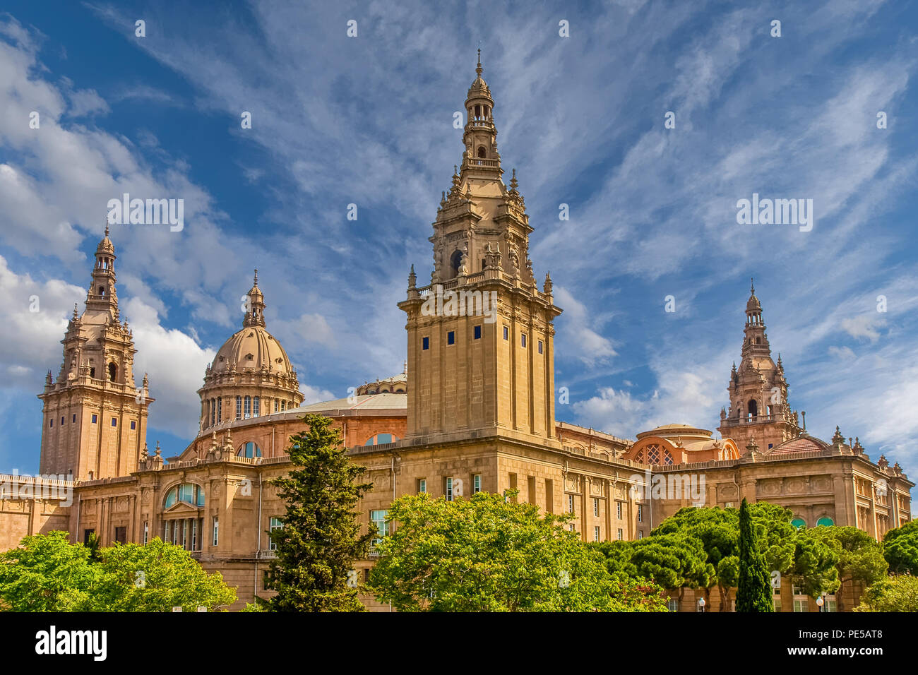 Towers of the National Art Museum in Barcelona Spain Stock Photo - Alamy