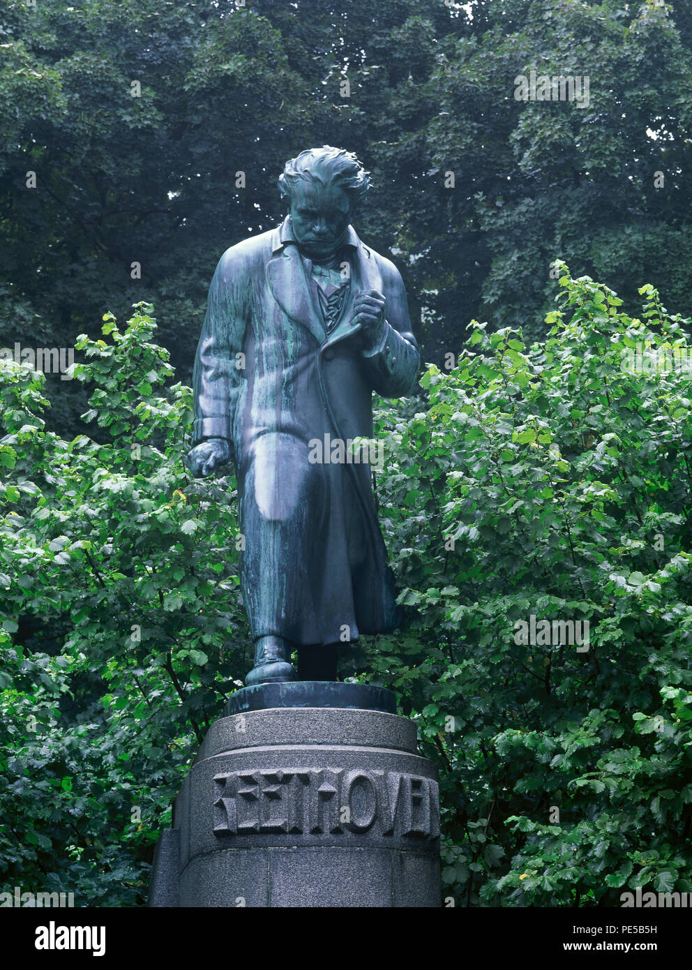 Ludwig van Beethoven (1770-1827). German composer. Statue by Hugo Uher ...