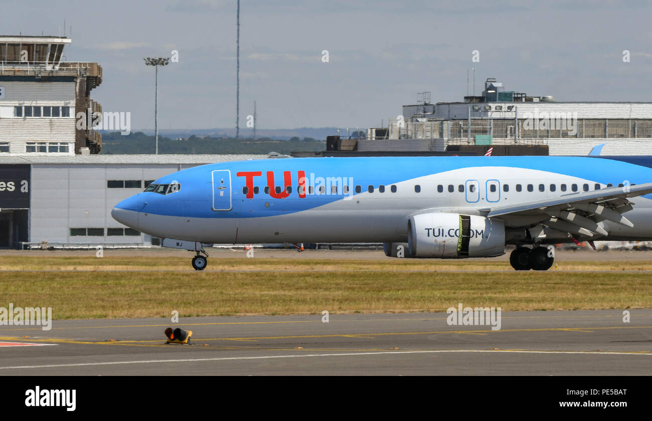 Cardiff, Wales - July 2018: TUI Boeing 737 landing at Cardiff Wales ...