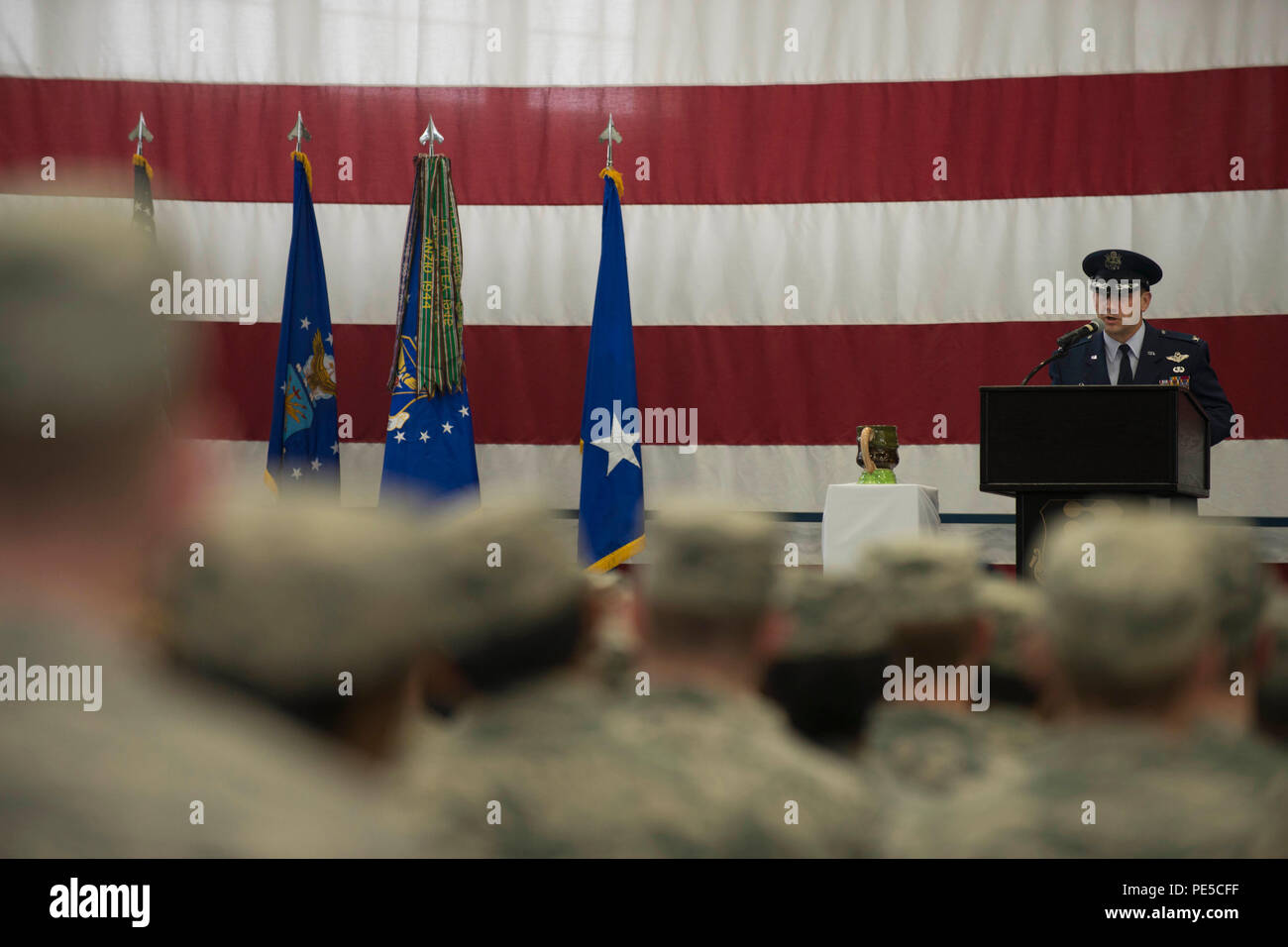 Col. Gentry Boswell, 28th Bomb Wing Commander, addresses Ellsworth ...
