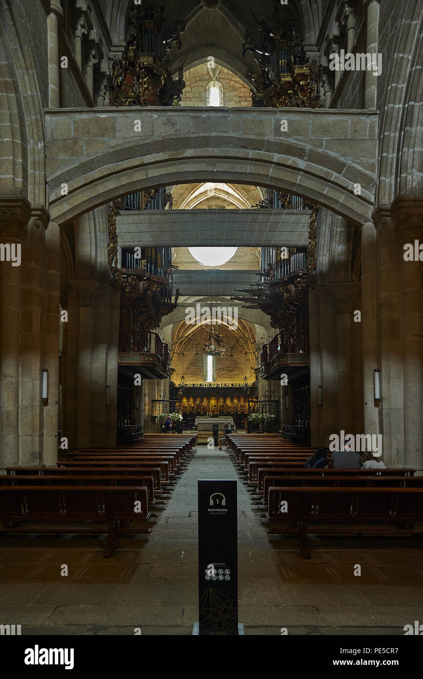 Central nave and choir of the Cathedral of Santa Maria de Tui ...