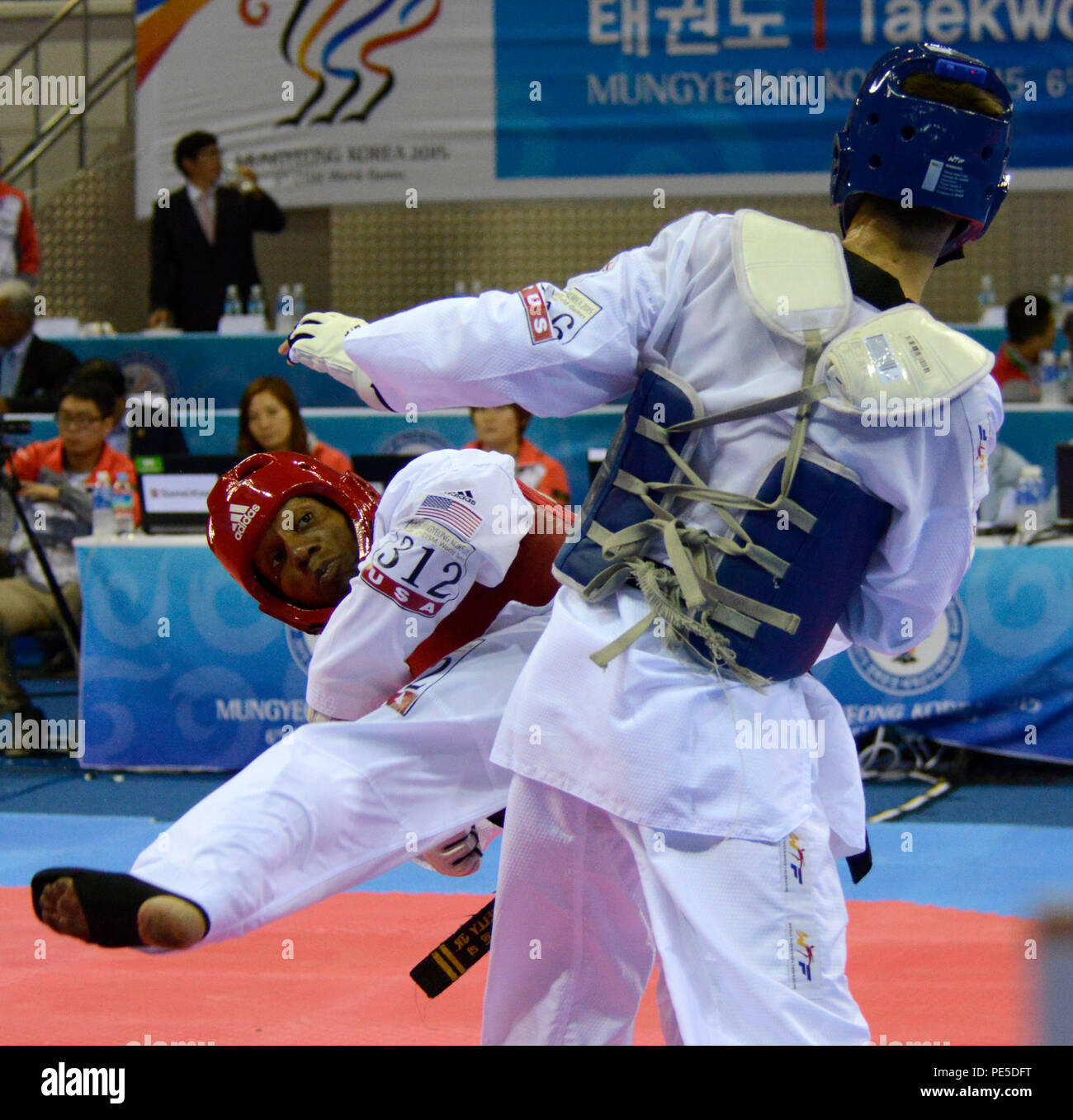 Us Army Sgt Lamonte Kelly Executes A Low Spin Kick Against Russian Opponent Vladislov