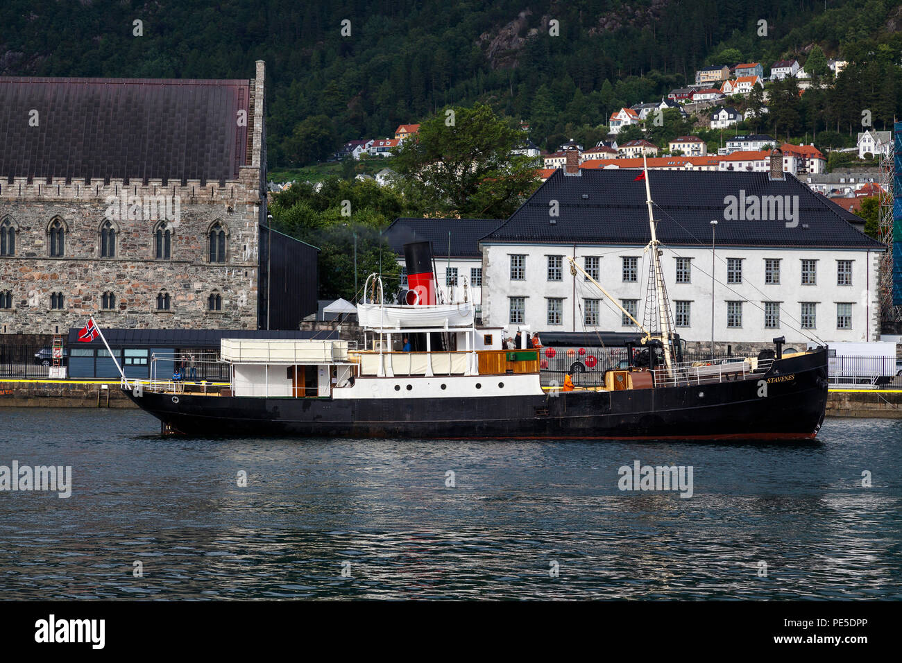 Veteran passenger steamship Stavenes (1904) arriving in the port of ...
