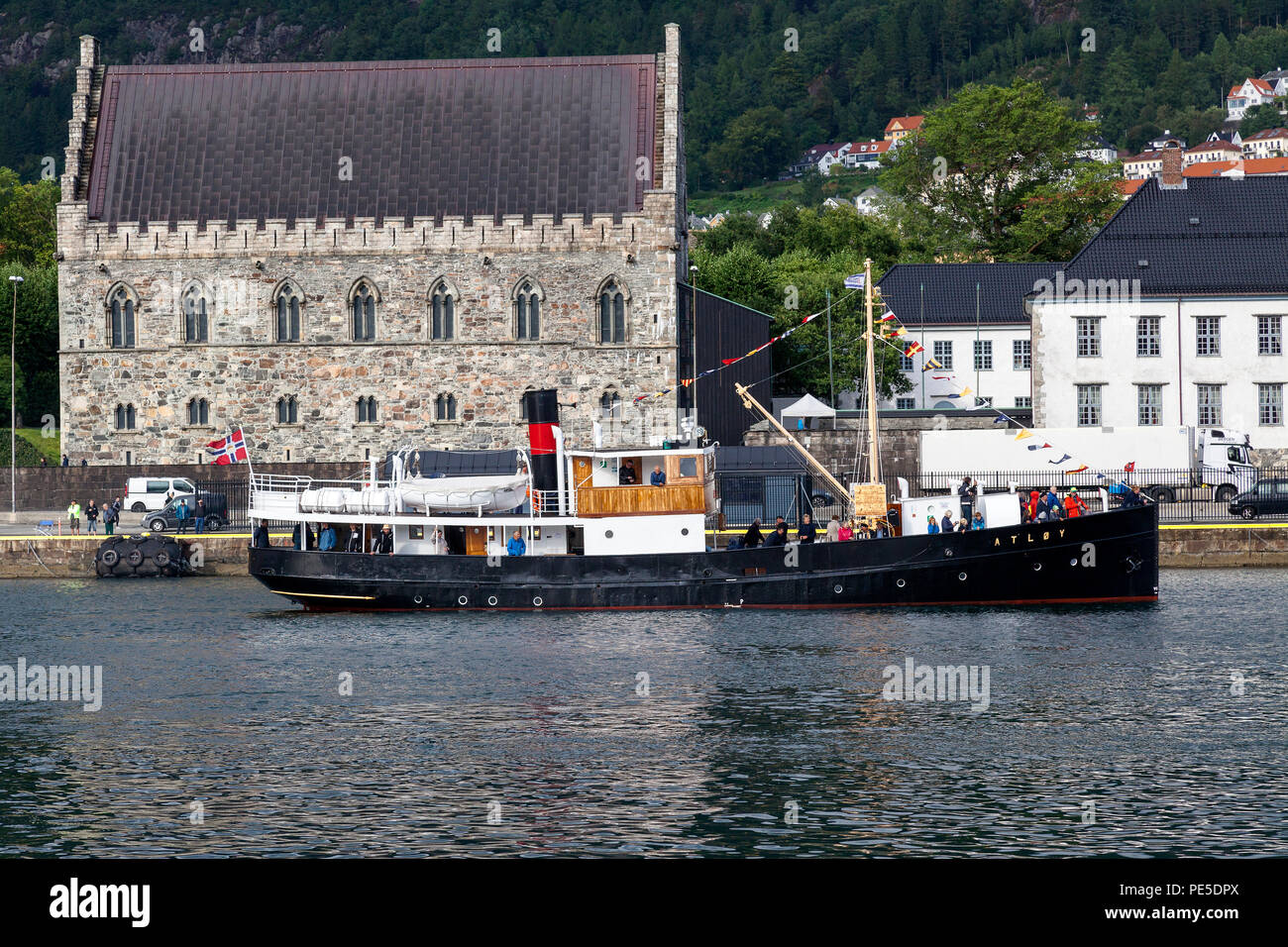 Veteran passenger steamship Atloy (built 1931) arriving in the port of ...