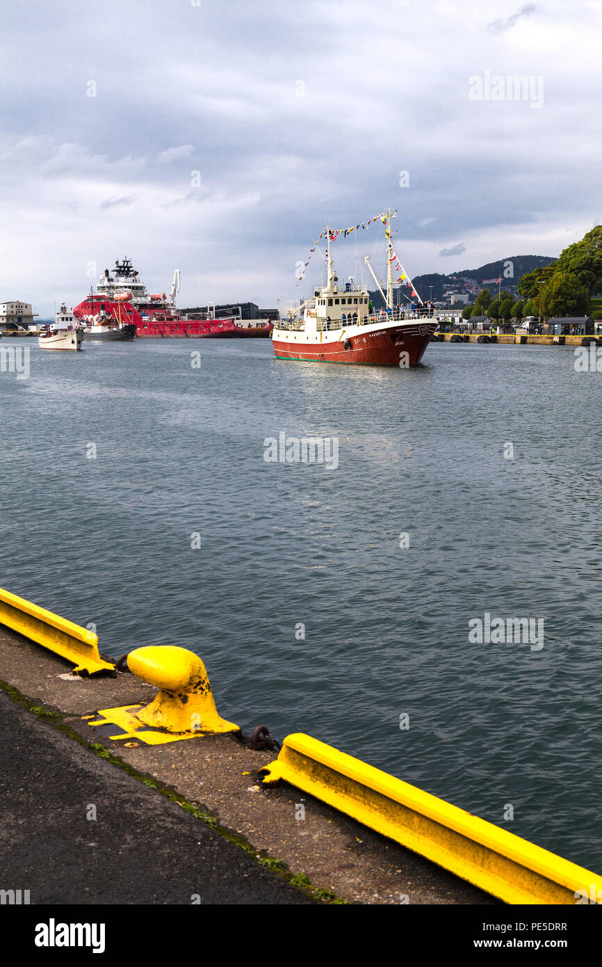 Veteran ocean fishing vessel Haugefisk (b.1978) arriving in the port of ...