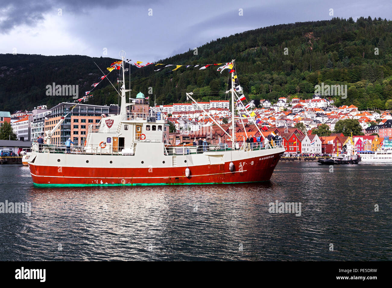 Veteran ocean fishing vessel Haugefisk (b.1978) arriving in the port of ...