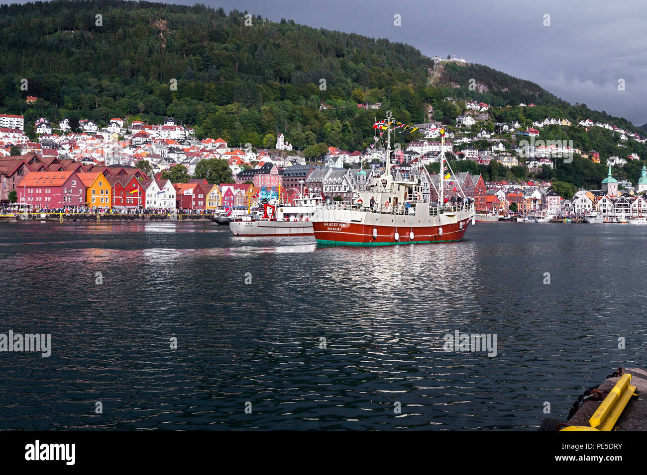 Veteran ocean fishing vessel Haugefisk (b.1978) arriving in the port of ...