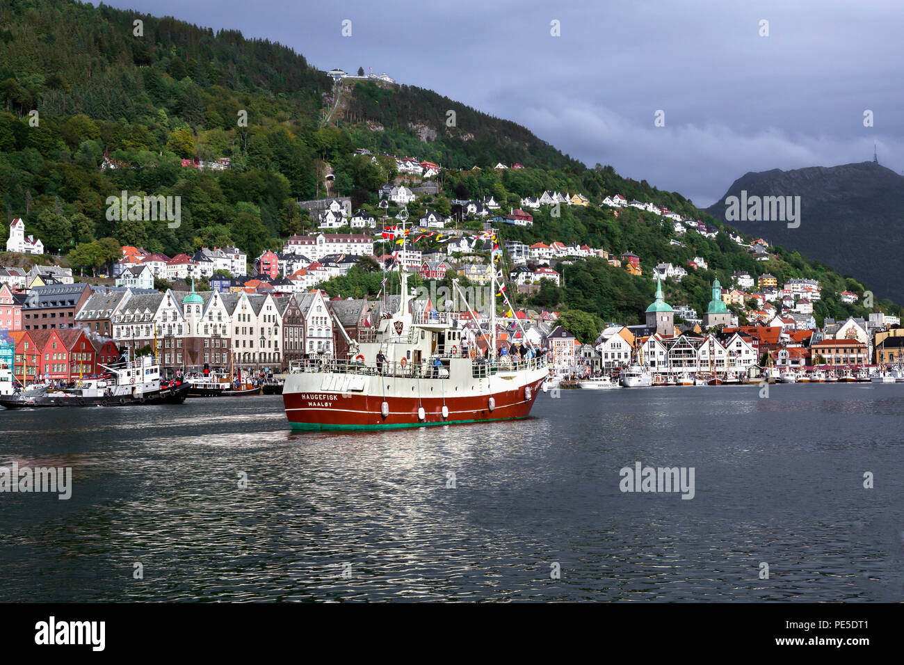 Veteran ocean fishing vessel Haugefisk (b.1978) arriving in the port of ...