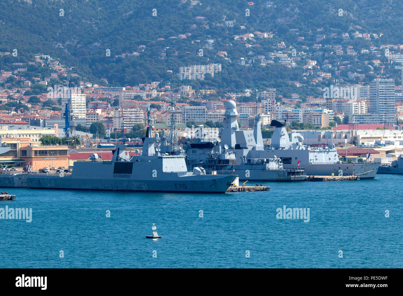 French frigate F710 La Fayette class frigate of the French Navy docked at the major French naval ...