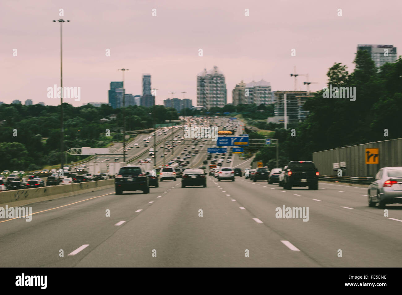 August 12 2018, Toronto Canada: Editorial photo of the 401 highway in ...