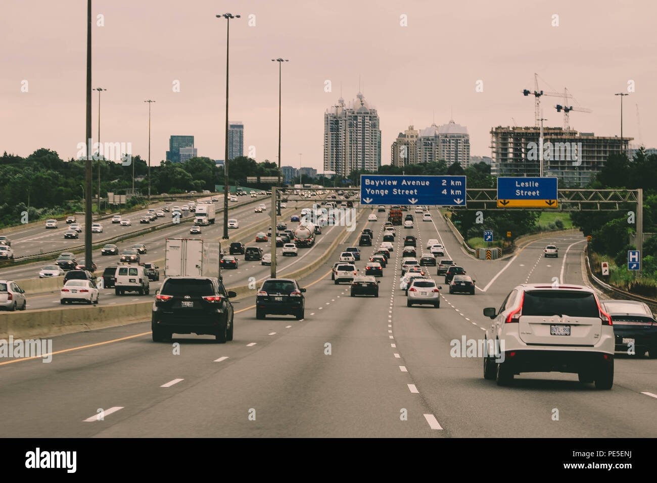 August 12 2018, Toronto Canada: Editorial photo of the 401 highway in ...