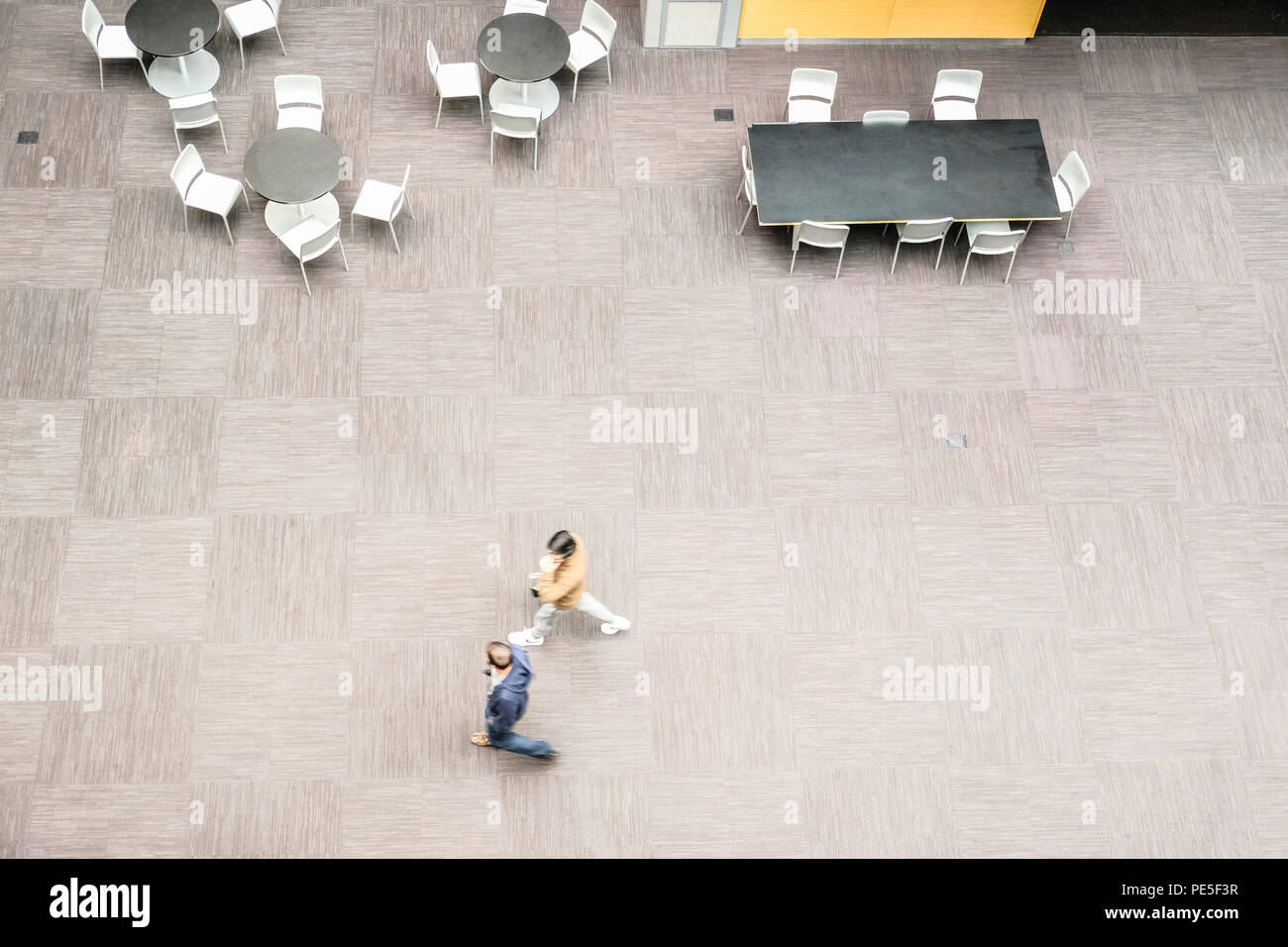 Birds eye view of tables and chair Inside the Microsoft Xbox office ...