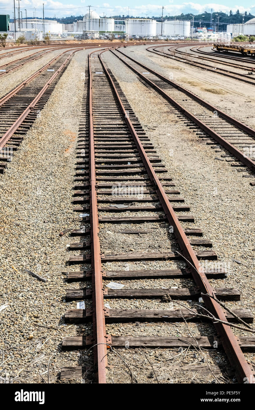 Railway tracks at port of seattle container terminal hi-res stock ...