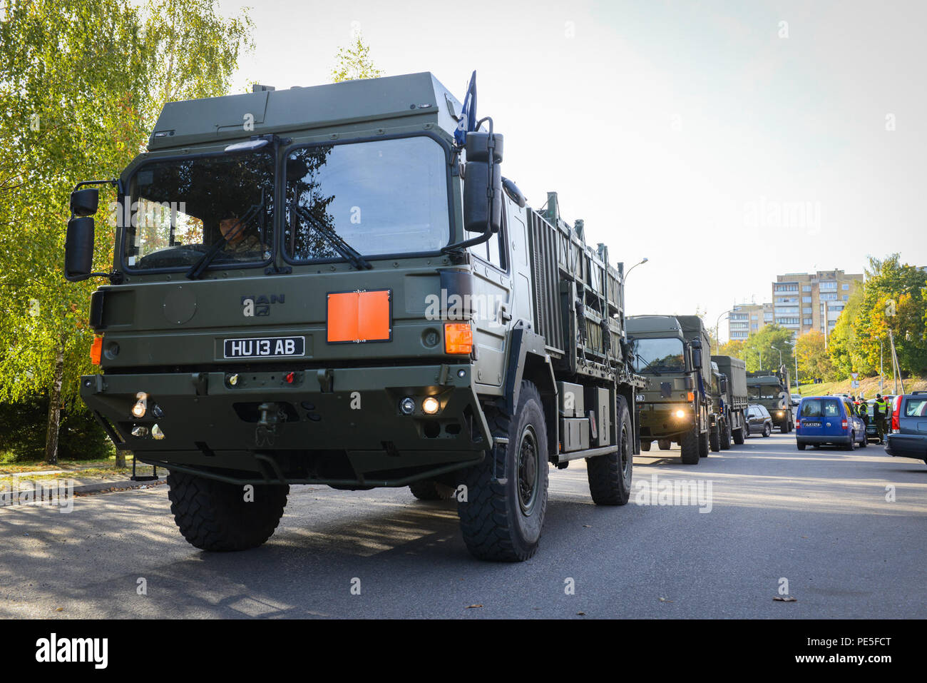A convoy of NATO vehicles arrives for ARRCADE Fusion 15 in Vilnius ...
