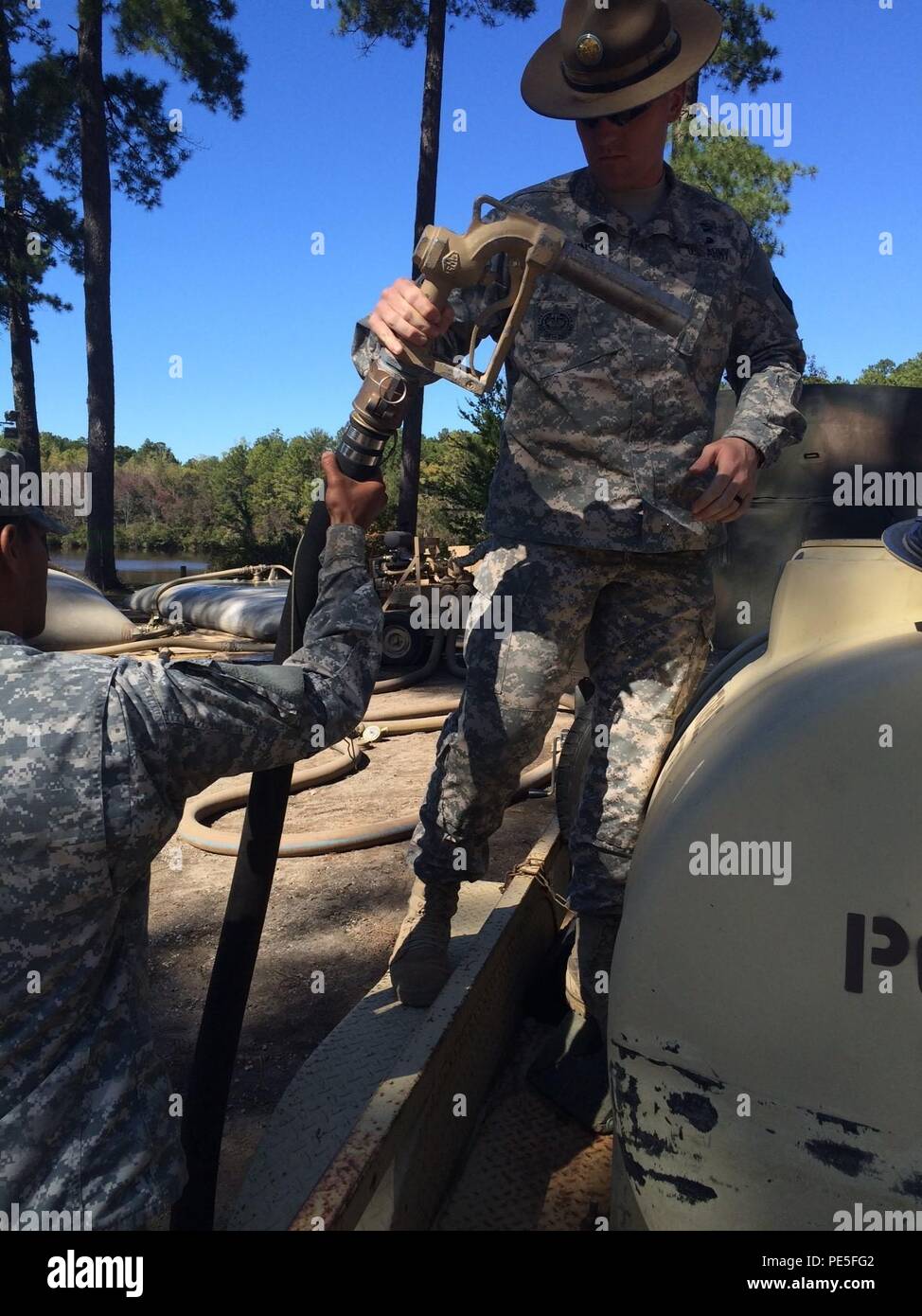 A Fort Jackson, South Carolina, drill sergeant takes a distribution ...