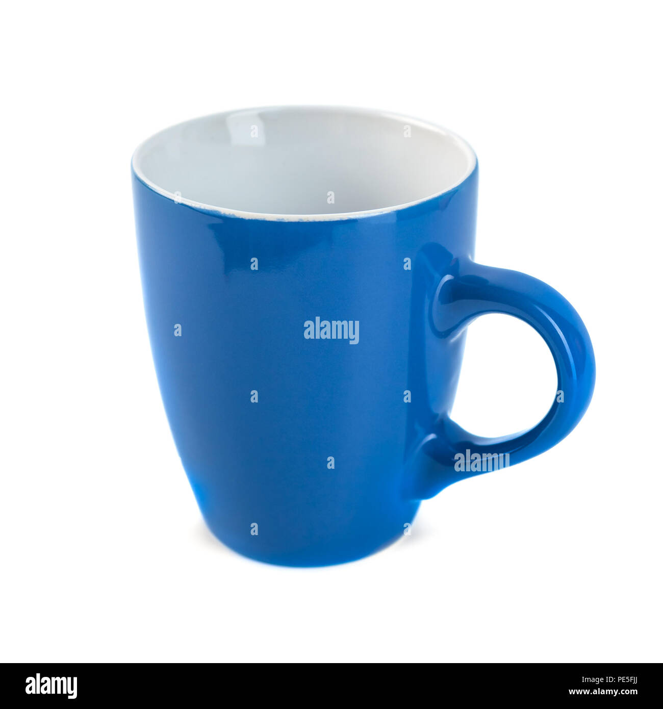 Blue ceramic cups on a white background Stock Photo - Alamy