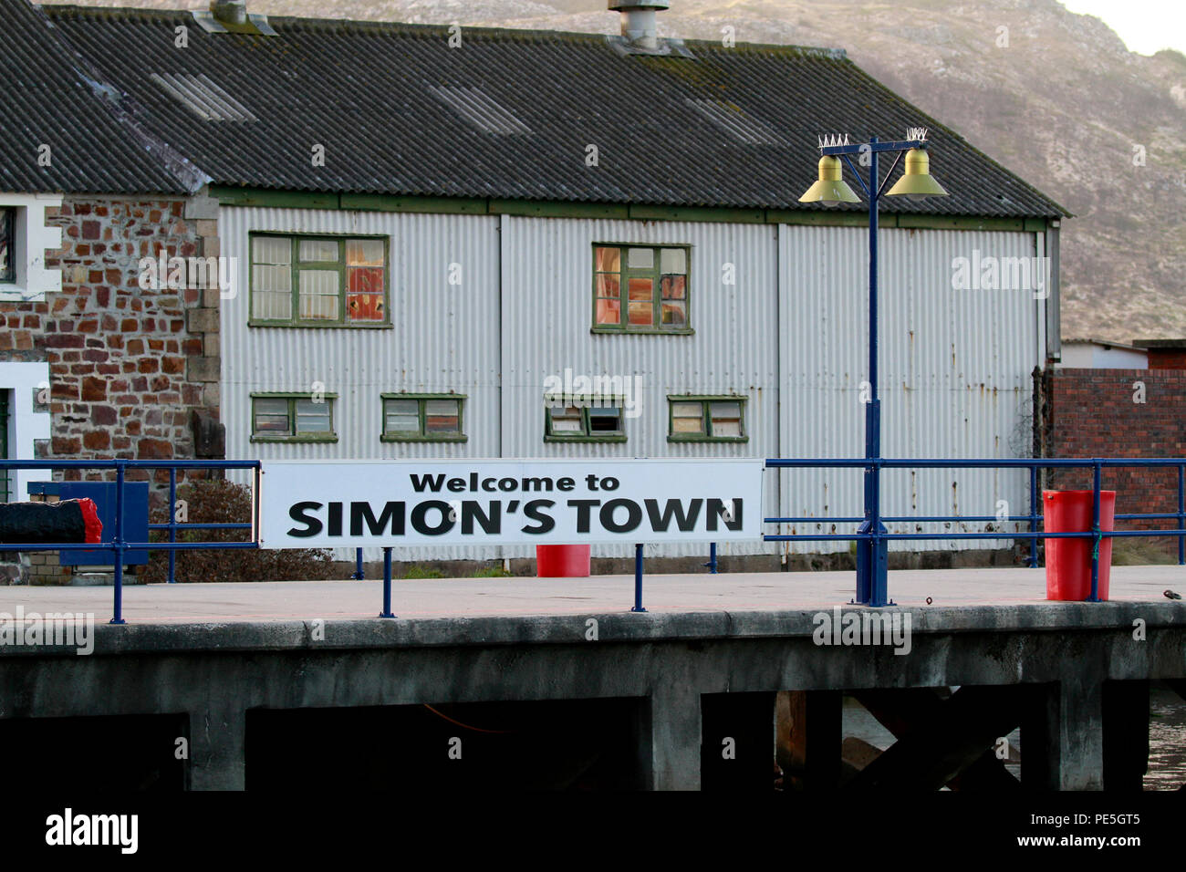 "Welcome to Simon's Town " sign at the harbour in Simon's Town, South ...