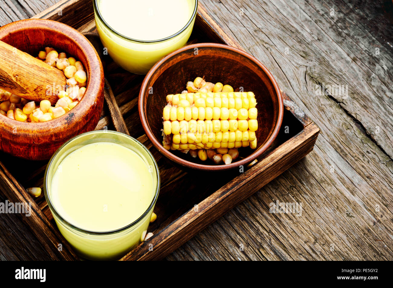 Fresh sweet corn juice in glass.Corn milk.Healthy drink Stock Photo - Alamy