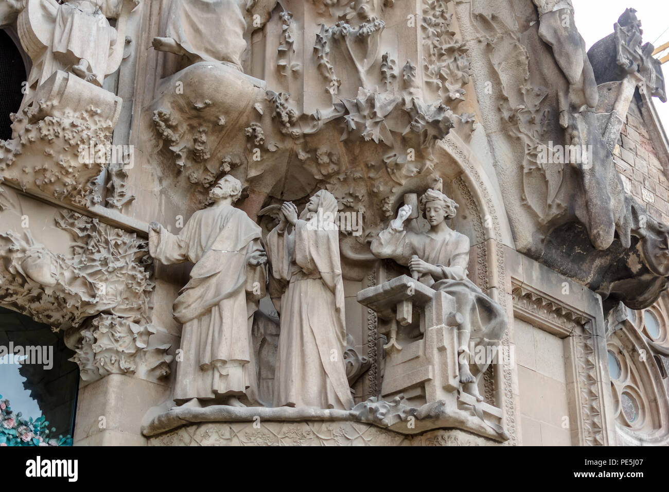 Christ the worker. Jesus works as a carpenter sitting on his father ...