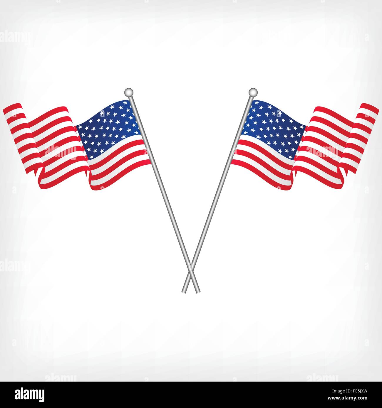 Realistic flags of the USA, National symbols of the United States on a ...
