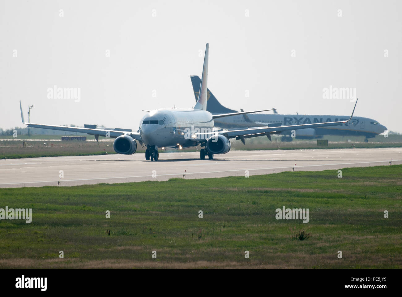 Egyptian hybrid airline FlyEgypt aircraft Boeing 737 800 in Gdansk Lech ...