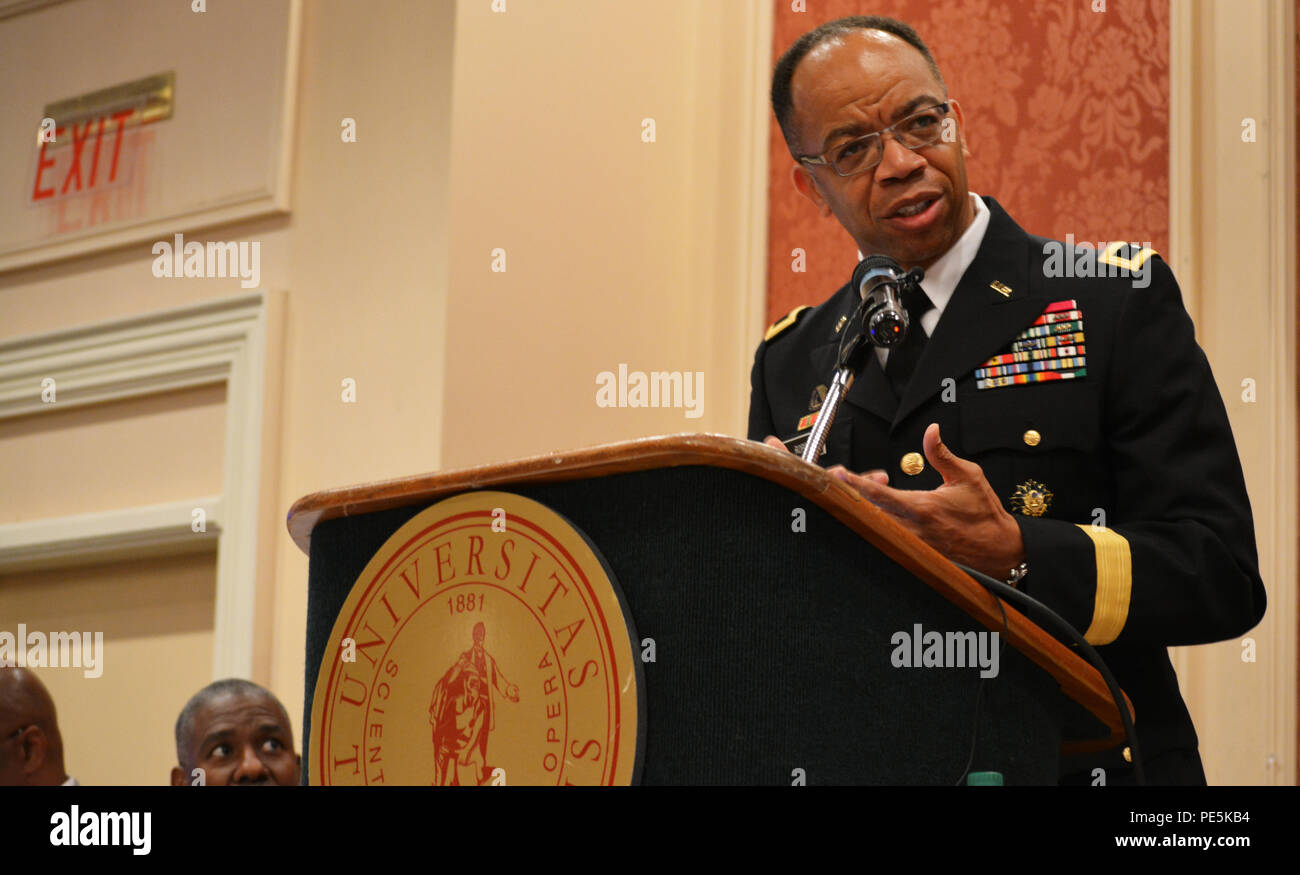 Maj. Gen. A.C. Roper addresses the Booker T. Washington Centennial ...