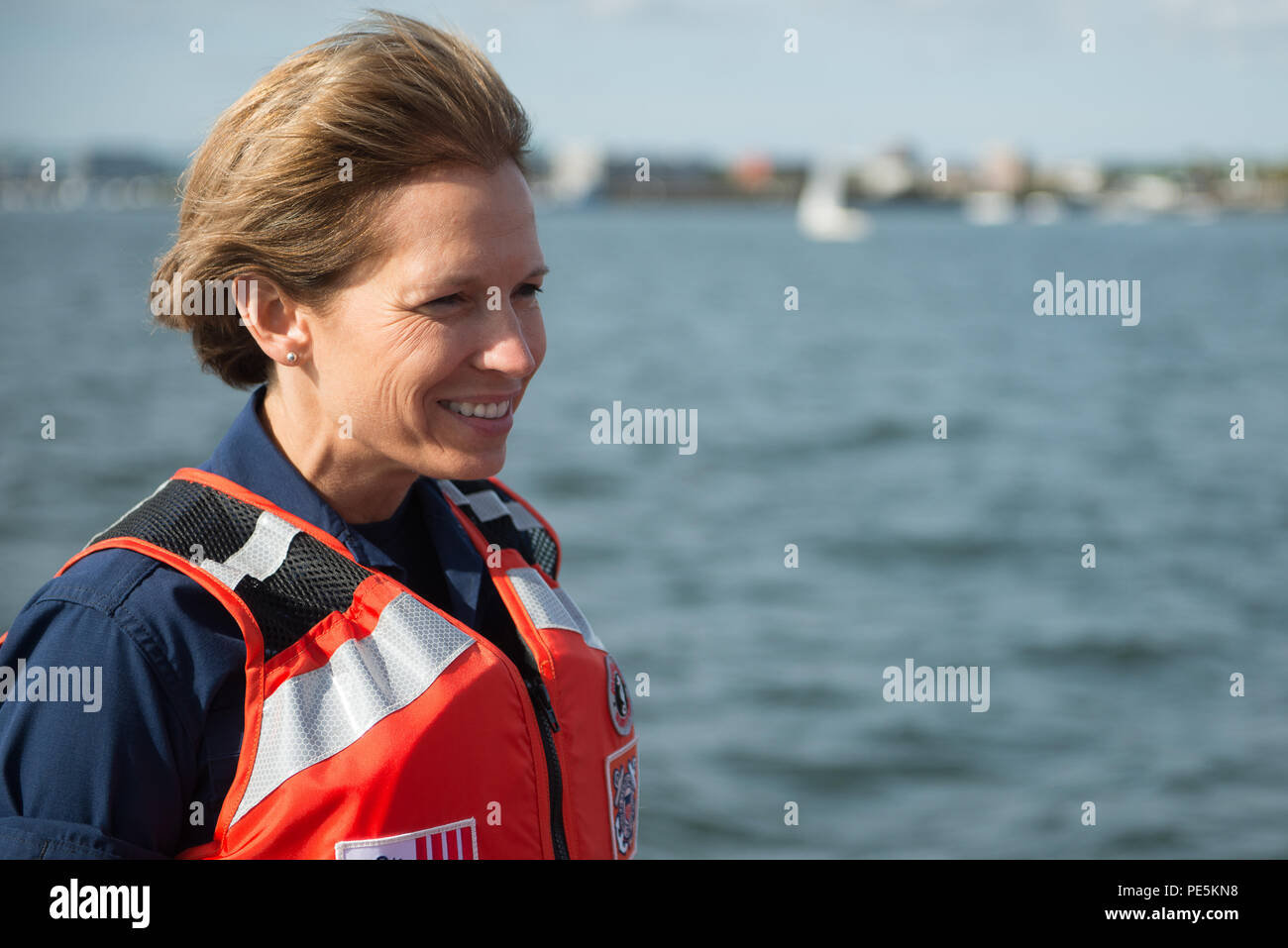 Capt. Claudia Gelzer, Sector Boston commander, aboard a Coast Guard ...
