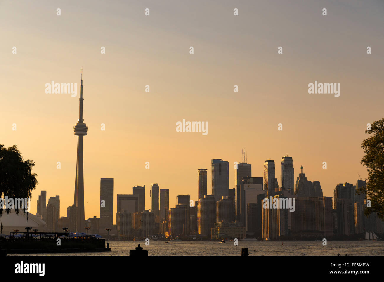 Sunset in Toronto - Canada, watching the CN Tower in the Skyline Stock ...