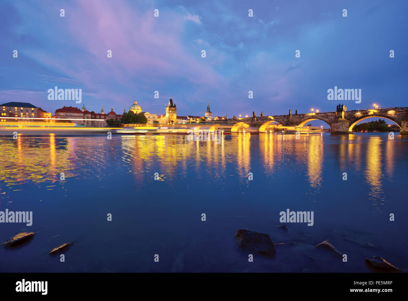 Old Charles Bridge in Prague, Czech republic, Europe. One of the most ...